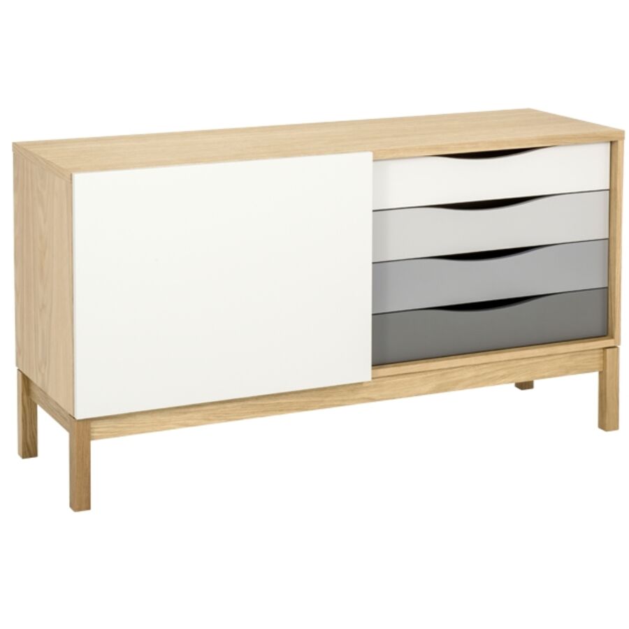 sideboard Avon bois Gris clair L 128 P 42 H 71 cm| LIVIQUE