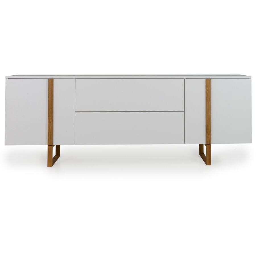 sideboard Birka panneau de particules Blanc/chêne L 216 P 43 H 78 cm ...