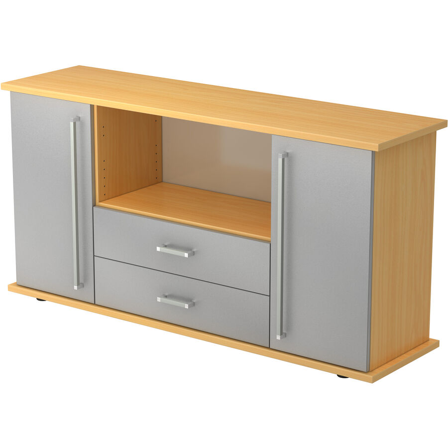 sideboard Office matériau dérivé du bois Argent L 166 P 44 H 84 cm