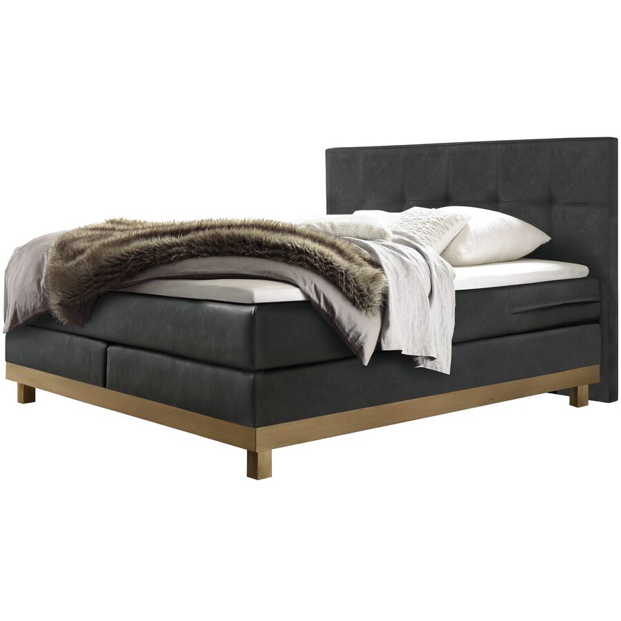 Boxspringbett Bella Eiche Braun/grau B 160 T 200 H 122 cm Liegekomfort ...