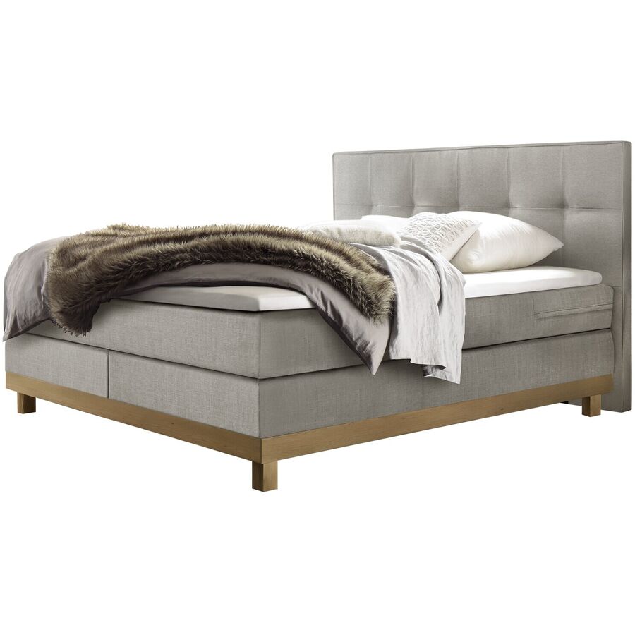 Boxspringbett Bella Eiche Braun/grau B 180 T 200 H 122 cm Liegekomfort ...