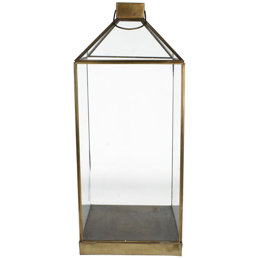 Laterne Natural Metall/Glas Gold B 20 H 50 cm| LIVIQUE