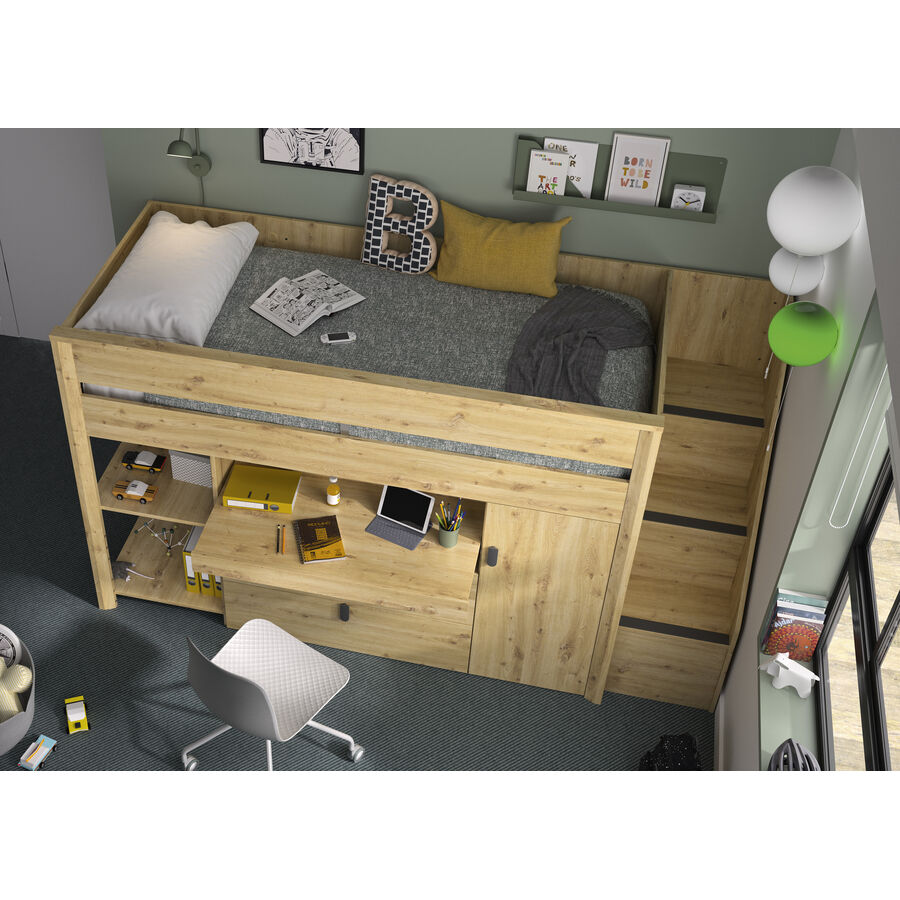 Lit haut Mael bois Chêne L 246 P 97 H 138 cm| LIVIQUE